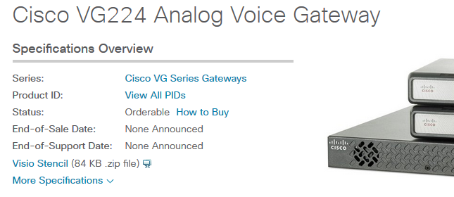 Cisco VG224 FXS Port Unknown