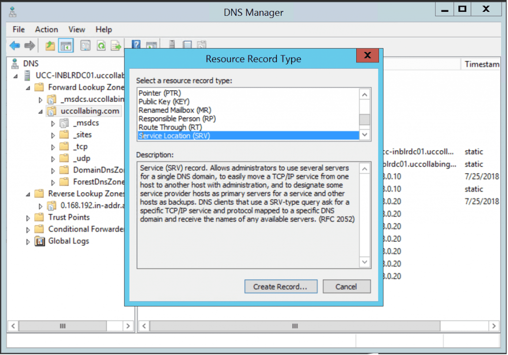 Installing Lync 2013 in Lab – Configuring DNS records
