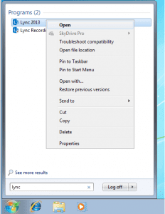 Installing Lync 2013 in Lab – Login & Testing Lync functionality