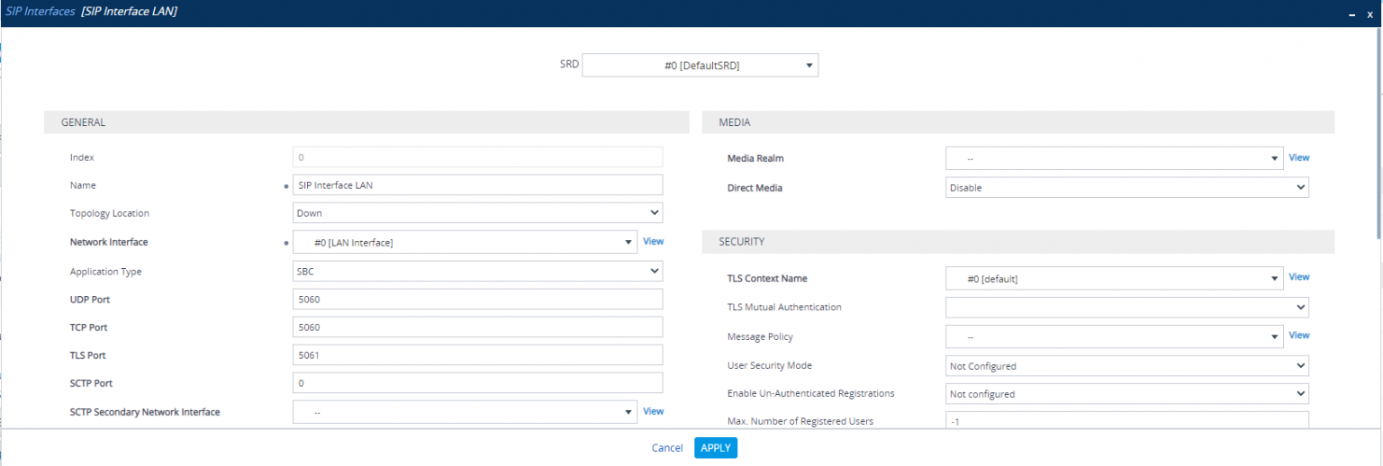 Configuring Audiocodes SBC to integrate with CUCM