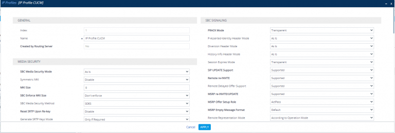 Configuring Audiocodes SBC to integrate with CUCM