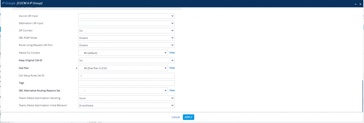Configuring Audiocodes SBC to integrate with CUCM