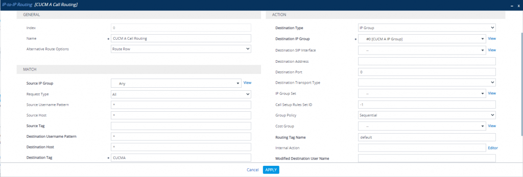 Configuring Audiocodes SBC to integrate with CUCM