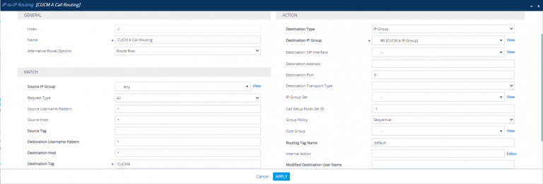 Configuring Audiocodes SBC to integrate with CUCM