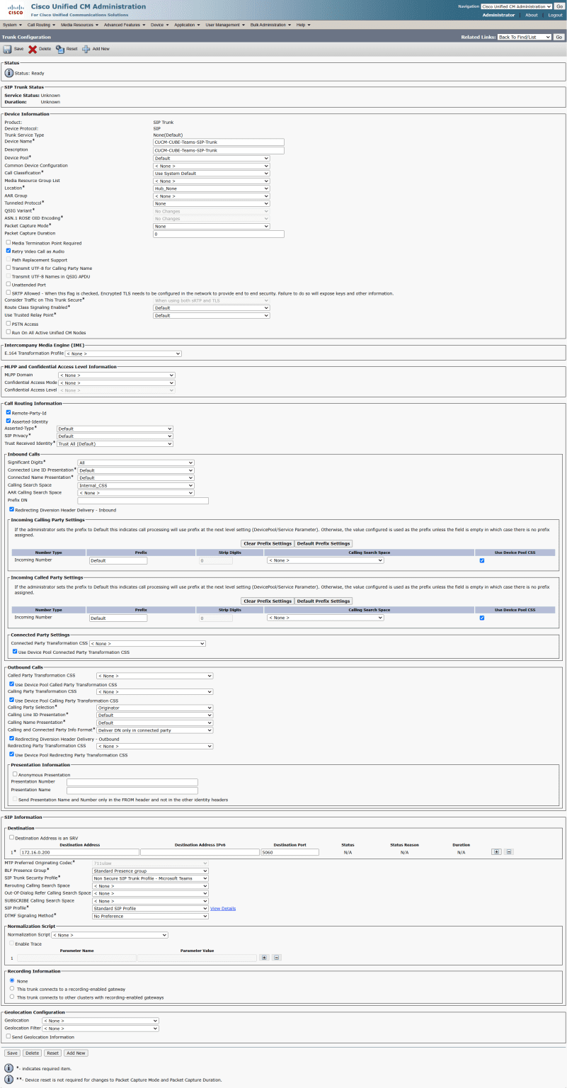 Cisco Cube Direct Routing With Microsoft Teams